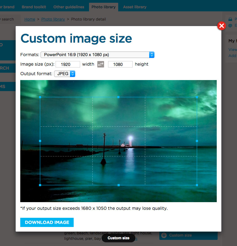 Brand Toolbox Knowledge Export Custom Image Sizes Formats
